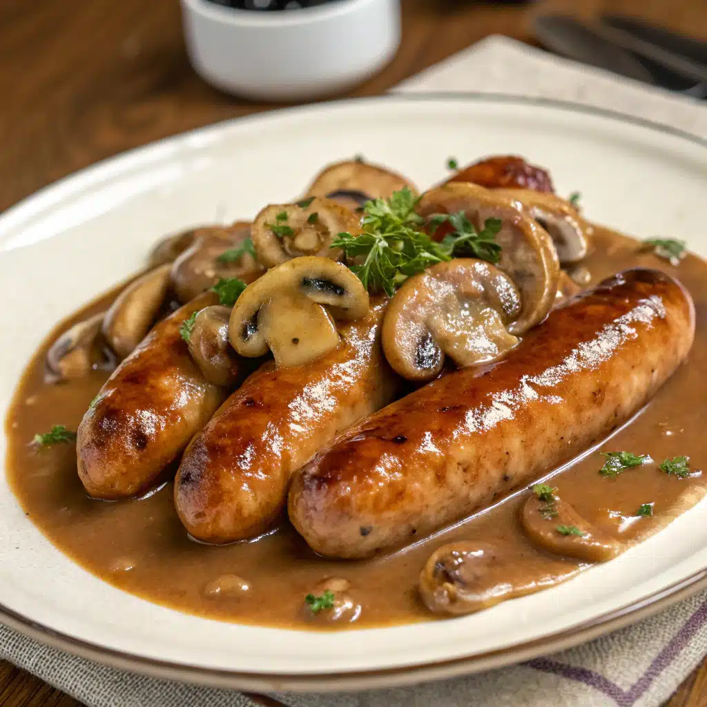 Sausage with Mushroom Gravy: Best Comfort Food Recipe