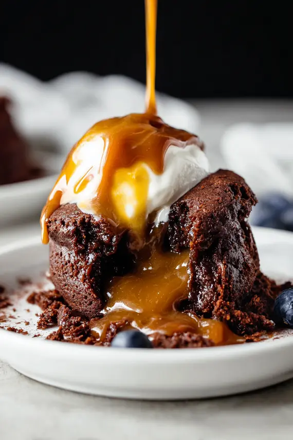 chocolate caramel molten lava cake - Easy Bold Treat