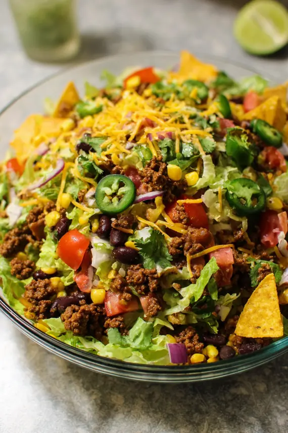 chopped tex mex ground beef taco salad - Easy Bold Flavor